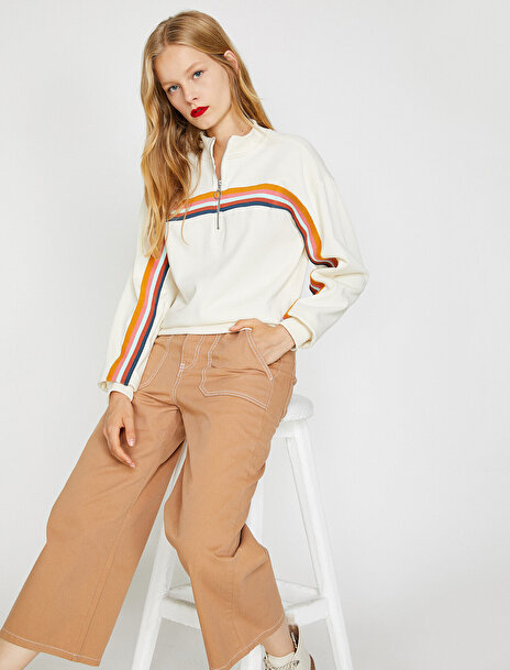 Koton Kadın Çizgili Sweatshirt