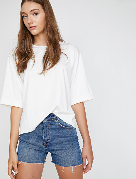 Koton Ole Genç Kız Bisiklet Yaka T-Shirt