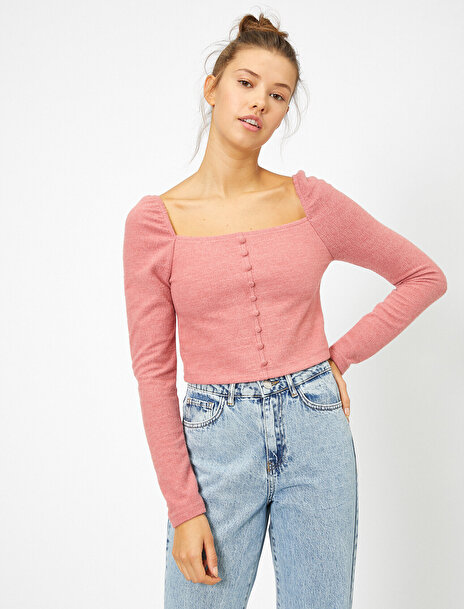 Koton Ole Genç Kız Kare Yaka Yumuşak Dokulu Bluz