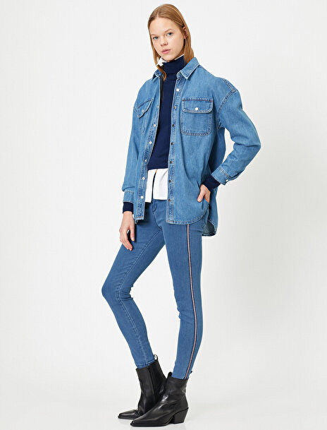 Koton Ole Genç Kız Legging Jean -Yüksek Bel Dar Kesim Dar Paça Pantolon