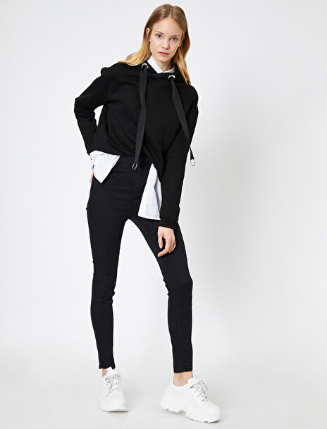 Koton Kadın Legging Jean -Yüksek Bel Dar Kesim Dar Paça Pantolon