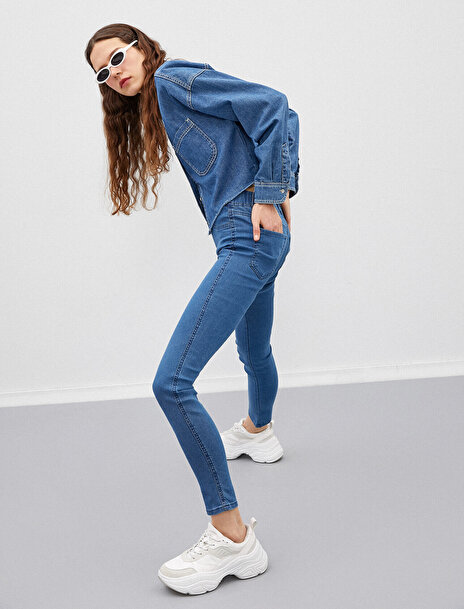 Koton Ole Genç Kız Legging Jean -Yüksek Bel Dar Kesim Dar Paça Pantolon