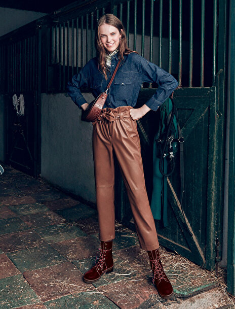 Koton Kadın Deri Görünümlü Pantolon