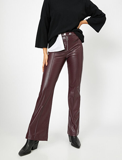 Koton Kadın Deri Görünümlü Tayt