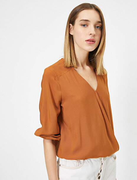 Koton Ole Genç Kız V Yaka Uzun Kollu Bluz