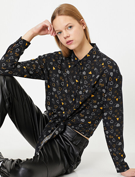 Koton Ole Genç Kız Desenli Gömlek Koton Ole Genç Kız Desenli Gömlek