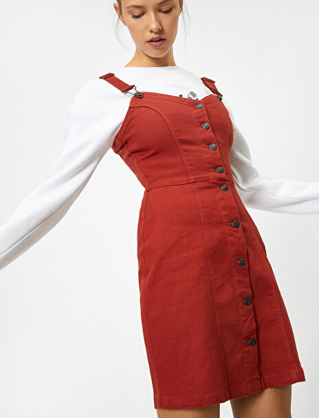 Koton Kadın Düğme Detaylı, Tulum Elbise Koton Kadın Düğme Detaylı, Tulum Elbise