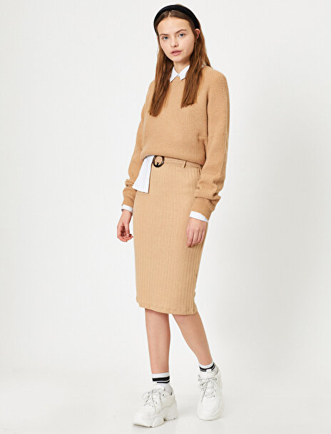 Koton Ole Genç Kız Beli Kemerli Triko Etek