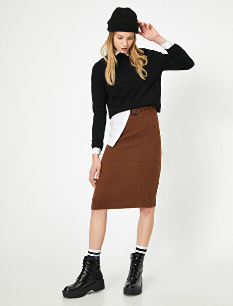 Koton Ole Genç Kız Beli Kemerli Triko Etek