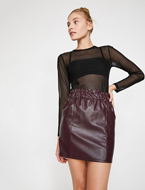 Koton Kadın Deri Görünümlü Etek