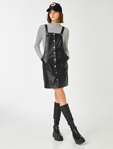 Koton Ole Genç Kız Deri Görünümlü Elbise