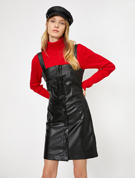 Koton Kadın Deri Görünümlü Elbise