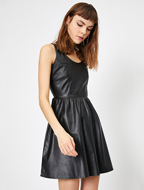 Koton Ole Genç Kız Deri Görünümlü Elbise