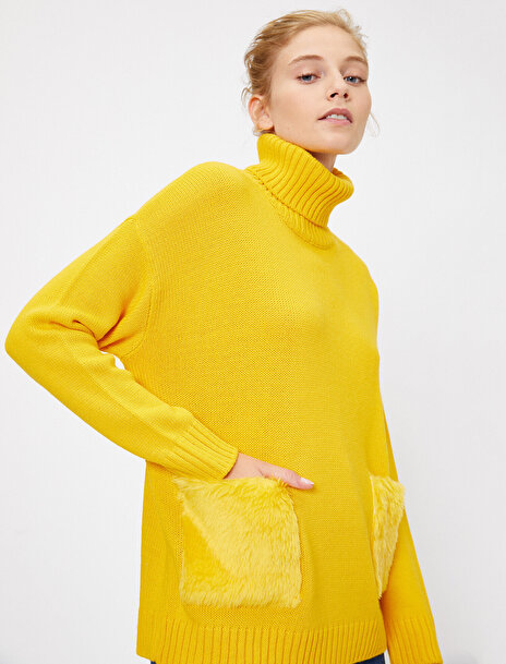 Koton Kadın Cep Detaylı Triko Kazak