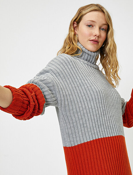 Koton Ole Genç Kız Renk Bloklu Triko Tunik