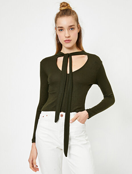 Koton Ole Genç Kız Yaka Detaylı Uzun Kollu Kazak