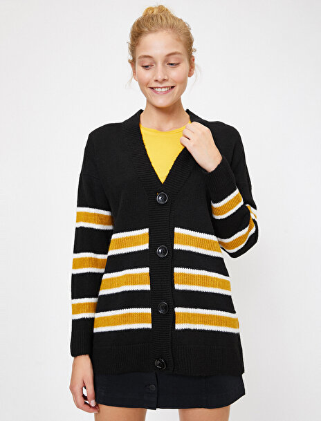 Koton Ole Genç Kız Çizgili Triko Hırka