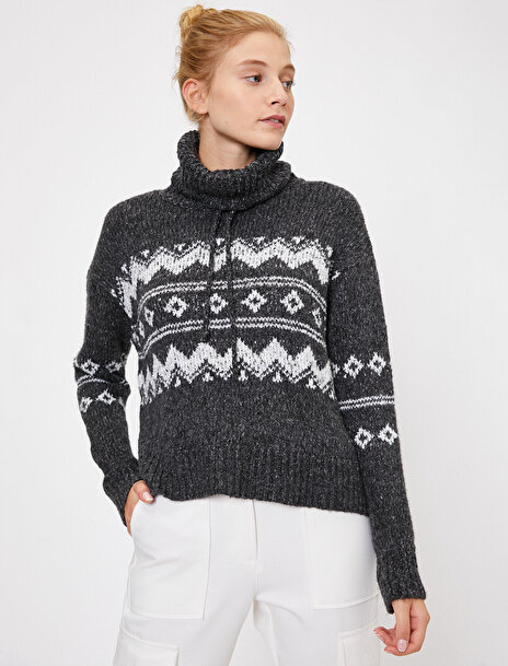 Koton Ole Genç Kız Desenli Triko Kazak