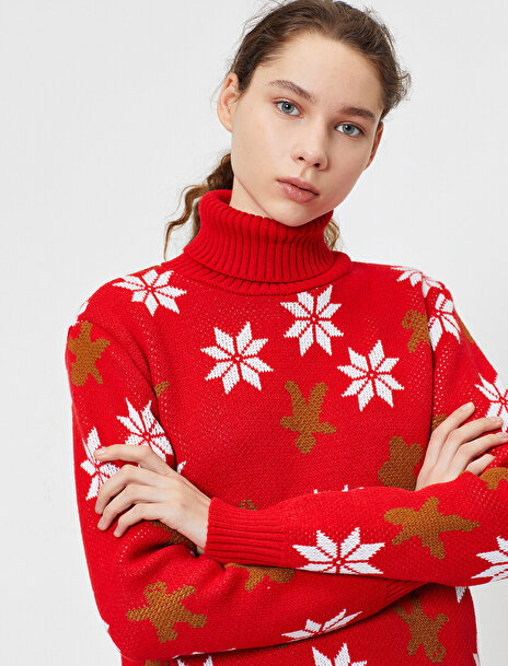 Koton Ole Genç Kız Desenli  Triko Kazak