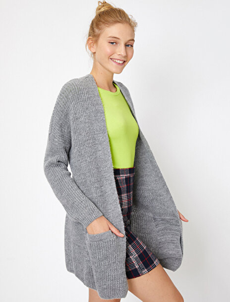 Koton Ole Genç Kız Cep Detaylı Triko Hırka