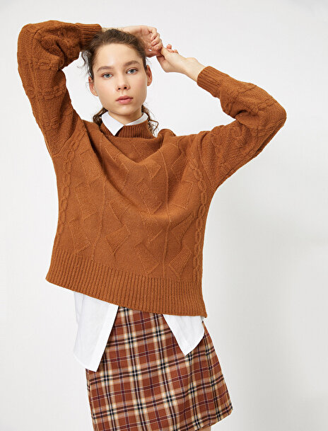 Koton Ole Genç Kız İşlemeli Triko Kazak