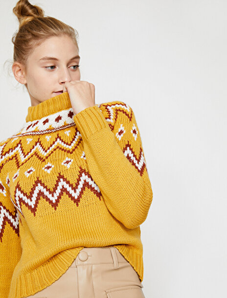 Koton Ole Genç Kız Desenli Triko Kazak