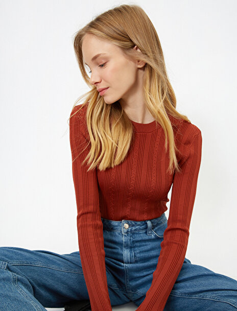 Koton Kadın Desenli Triko Kazak