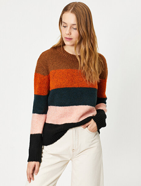 Koton Ole Genç Kız Renk Bloklu Triko Kazak