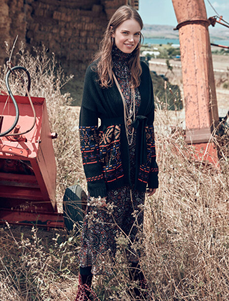 Koton Kadın Desenli Triko Hırka