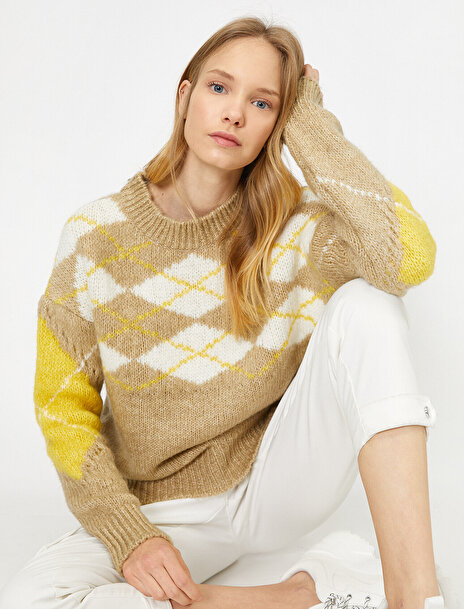 Koton Kadın Desenli Triko Kazak