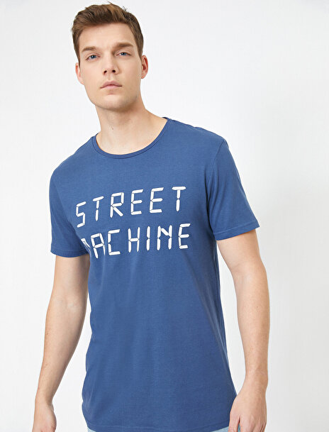 Koton Erkek Pamuklu Bisiklet Yaka Yazılı Baskılı Tişört