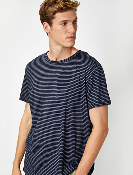 Koton Erkek Çizgili Kısa Kollu Basic Tişört