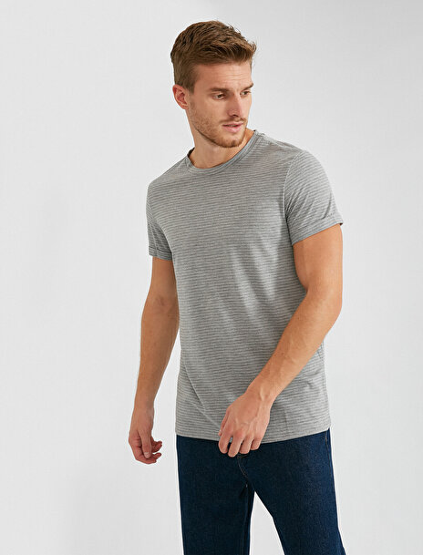 Koton Erkek Çizgili Kısa Kollu Basic Tişört