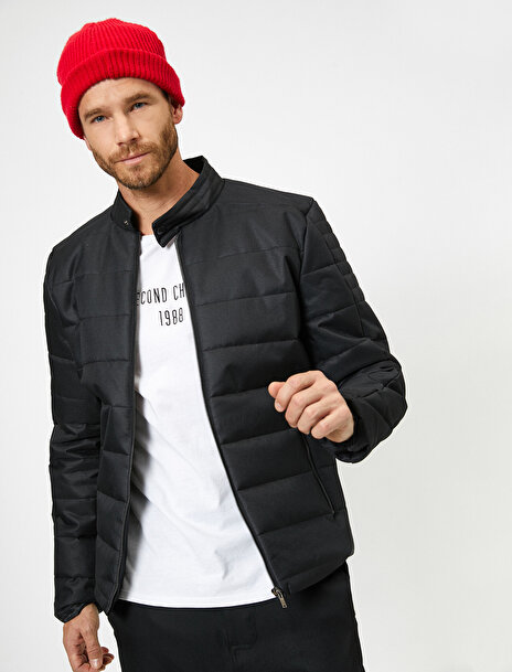 Koton Erkek Hakim Yaka Fermuarlı Cepli Mont