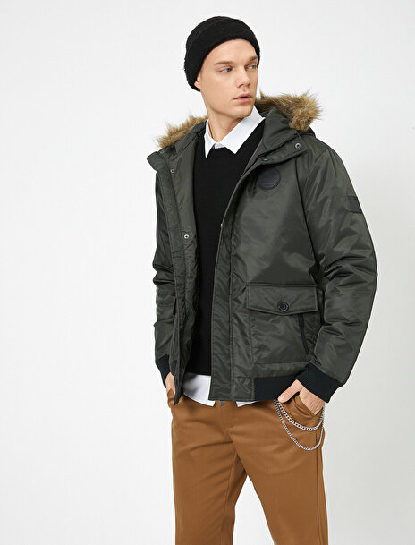 Koton Erkek Suni Kürk Detaylı Mont