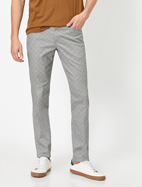 Koton Erkek Normal Bel Cep Detaylı Desenli Pantolon