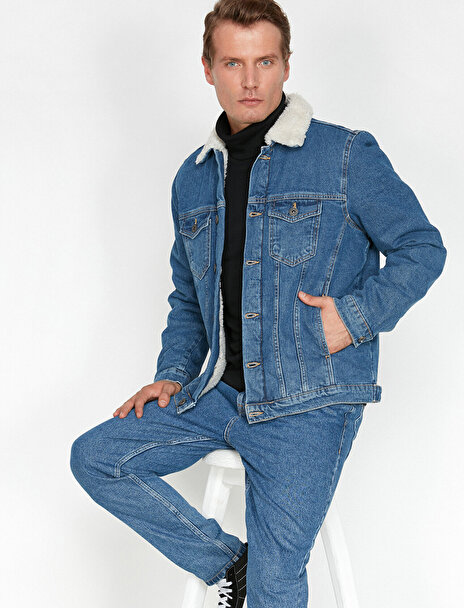 Koton Erkek Yakası Suni Kürklü Jean Mont