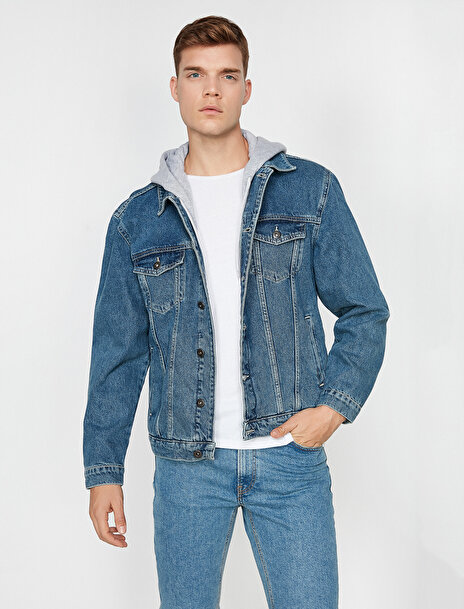 Koton Erkek Kapüşonlu Jean Jacket Koton Erkek Kapüşonlu Jean Jacket