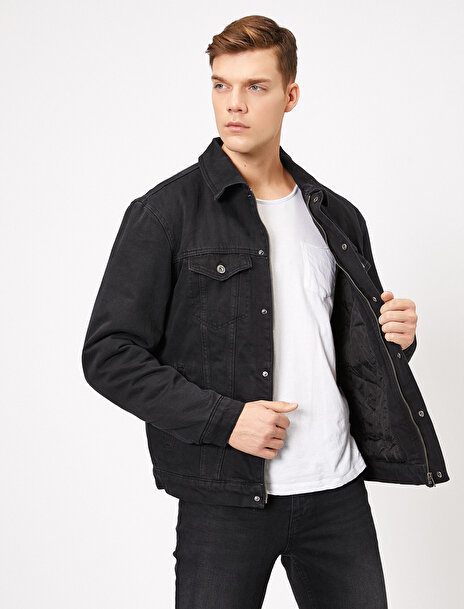 Koton Erkek Fermuar Detaylı Jean Ceket Koton Erkek Fermuar Detaylı Jean Ceket