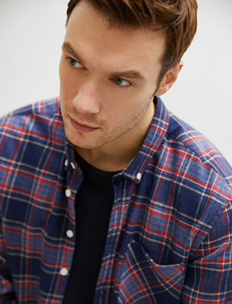 Koton Erkek Ekose Pamuklu Klasik Yaka Uzun Kollu Gömlek