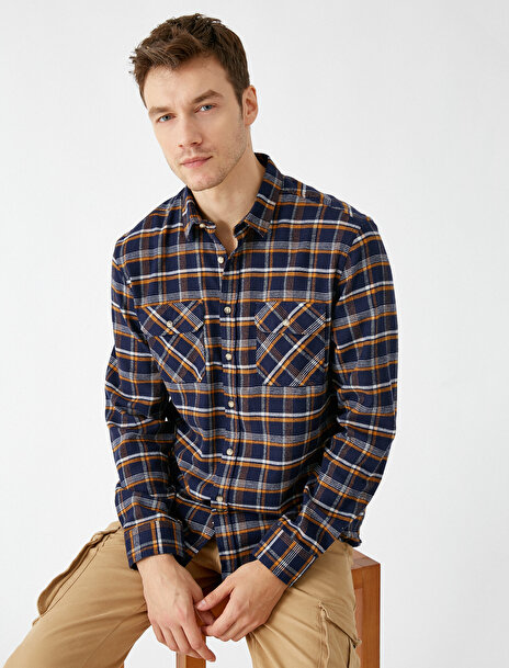 Koton Erkek Pamuklu Cepli Uzun Kollu Klasik Yaka Kareli Gömlek Koton Erkek Pamuklu Cepli Uzun Kollu Klasik Yaka Kareli Gömlek