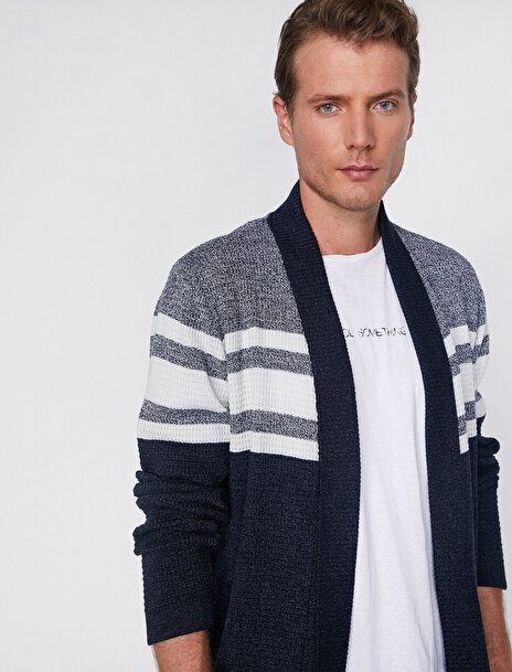 Koton Erkek Çizgili Triko Hırka