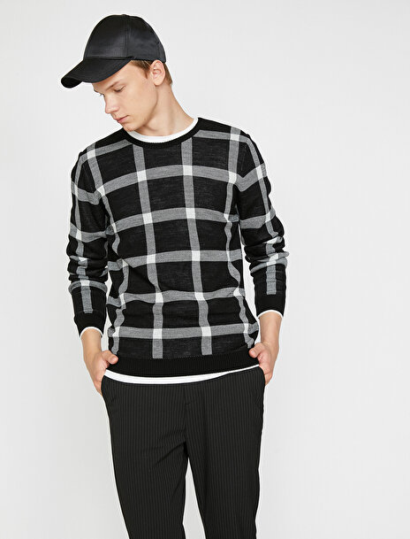 Koton Erkek Kareli Triko Kazak Koton Erkek Kareli Triko Kazak