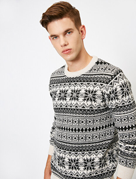 Koton Erkek Desenli Triko Kazak