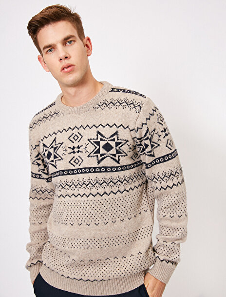 Koton Erkek Desenli Triko Kazak