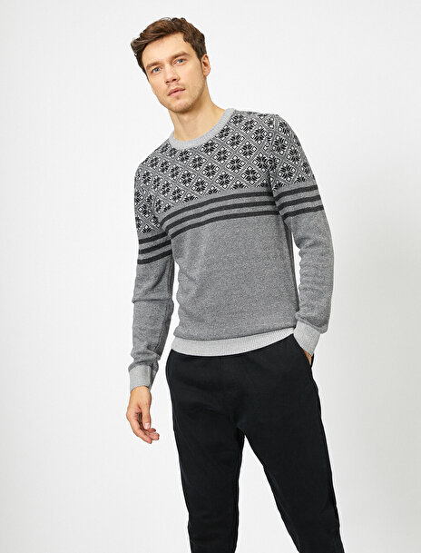 Koton Erkek Desenli Triko Kazak