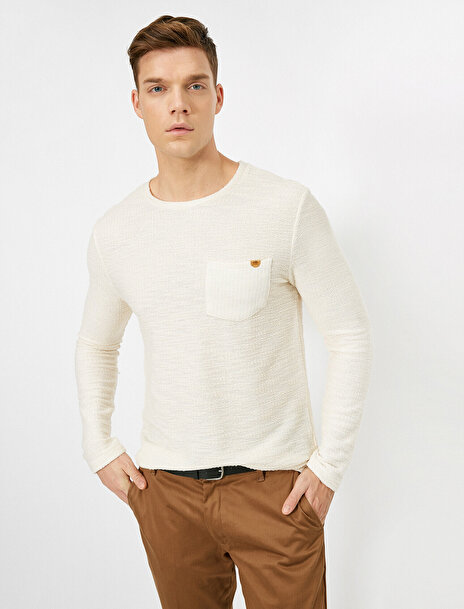 Koton Erkek Bisiklet Yaka Cepli Slim Fit Kazak