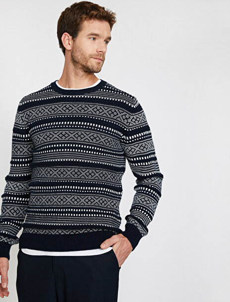 Koton Erkek Desenli Triko Kazak