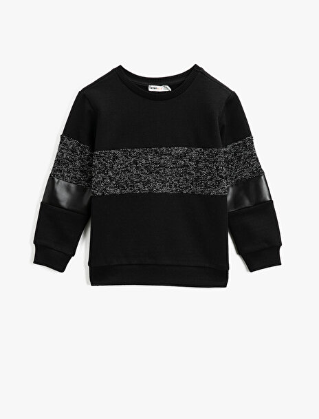 Koton Erkek Çocuk Deri Detaylı Sweatshirt