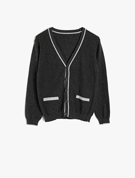 Koton Erkek Çocuk Düğme Detaylı Triko Hırka